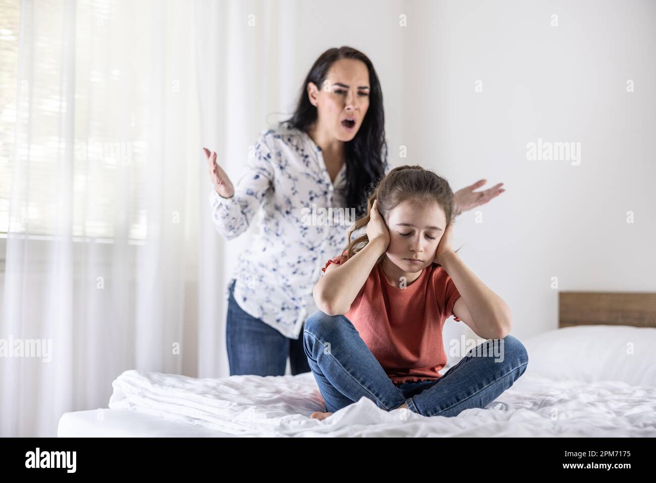 Young Pre Teen Girl Refuses To Listen To Her Mother Who Is Desperately