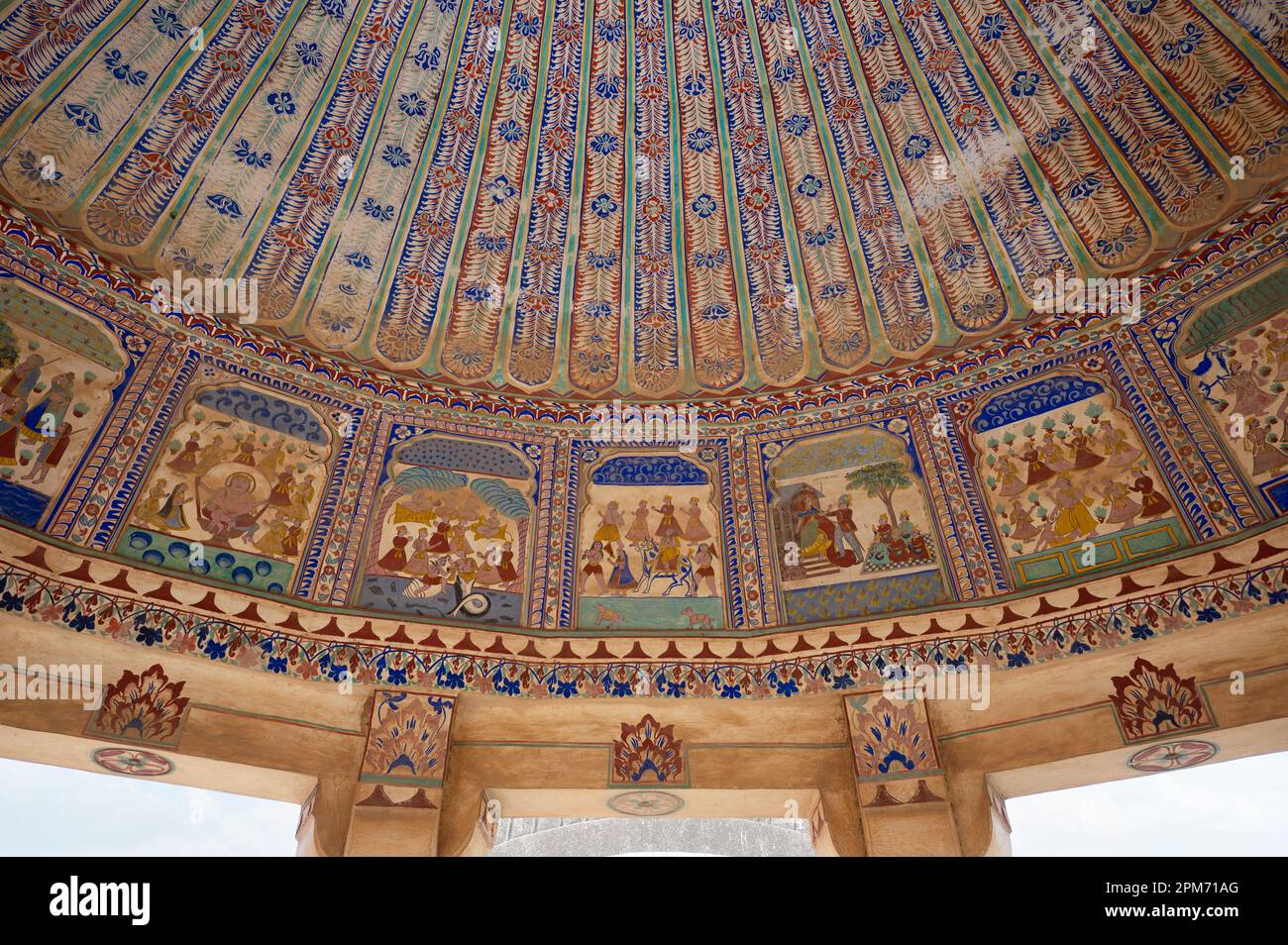 Colourful ceiling of Goenka Chhatri, situated near Shivgarh Fort, now ...