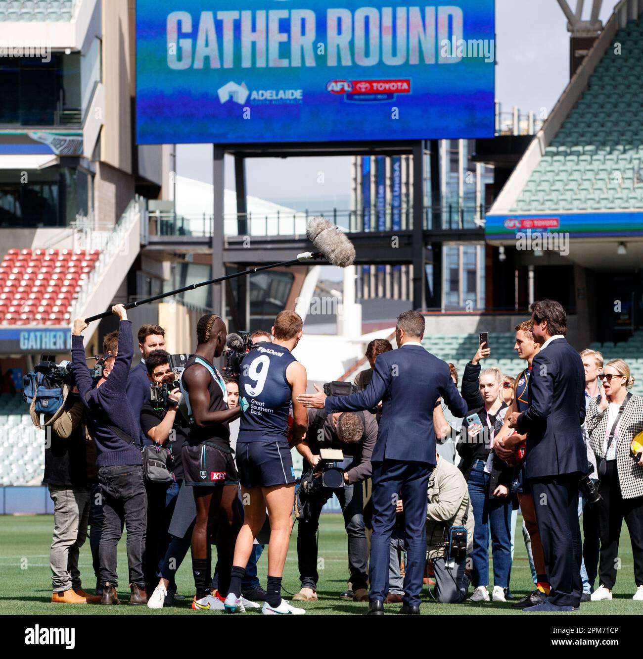 AFL CEO Gillon McLachlan, South Australian Premier Peter Malinauskas ...