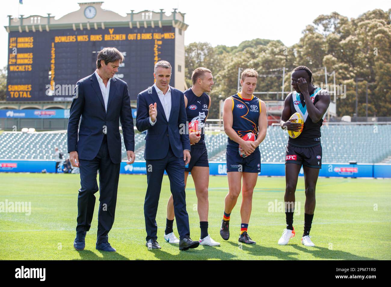 AFL CEO Gillon McLachlan, South Australian Premier Peter Malinauskas ...