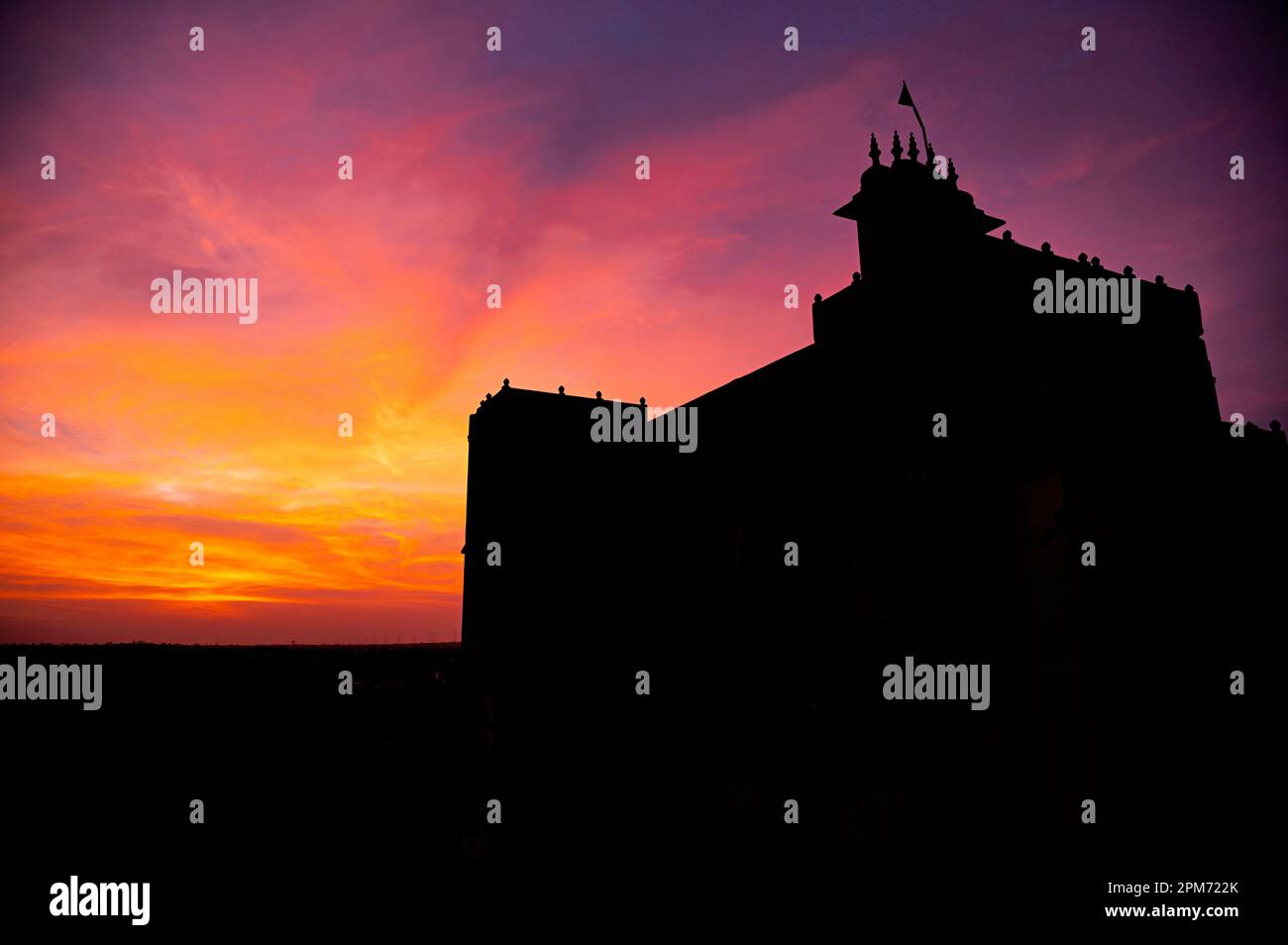 Colourful sunset at Mahansar Castle, built around 1768 A.D. In 2003 ...