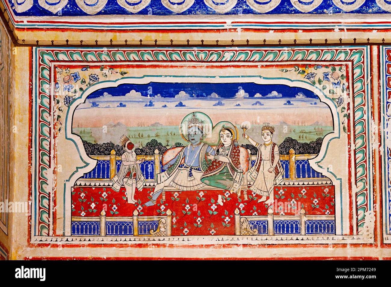 Mythological paintings on the inner wall of Mahansar Castle, built ...