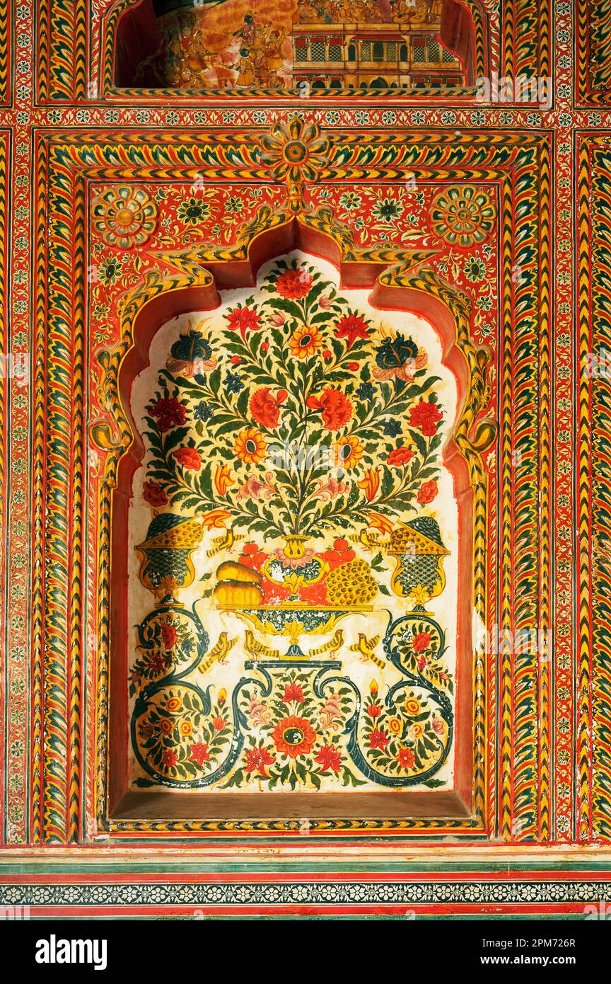 Colourful mythological paintings on the inner wall of Sone - Chandi Ki ...