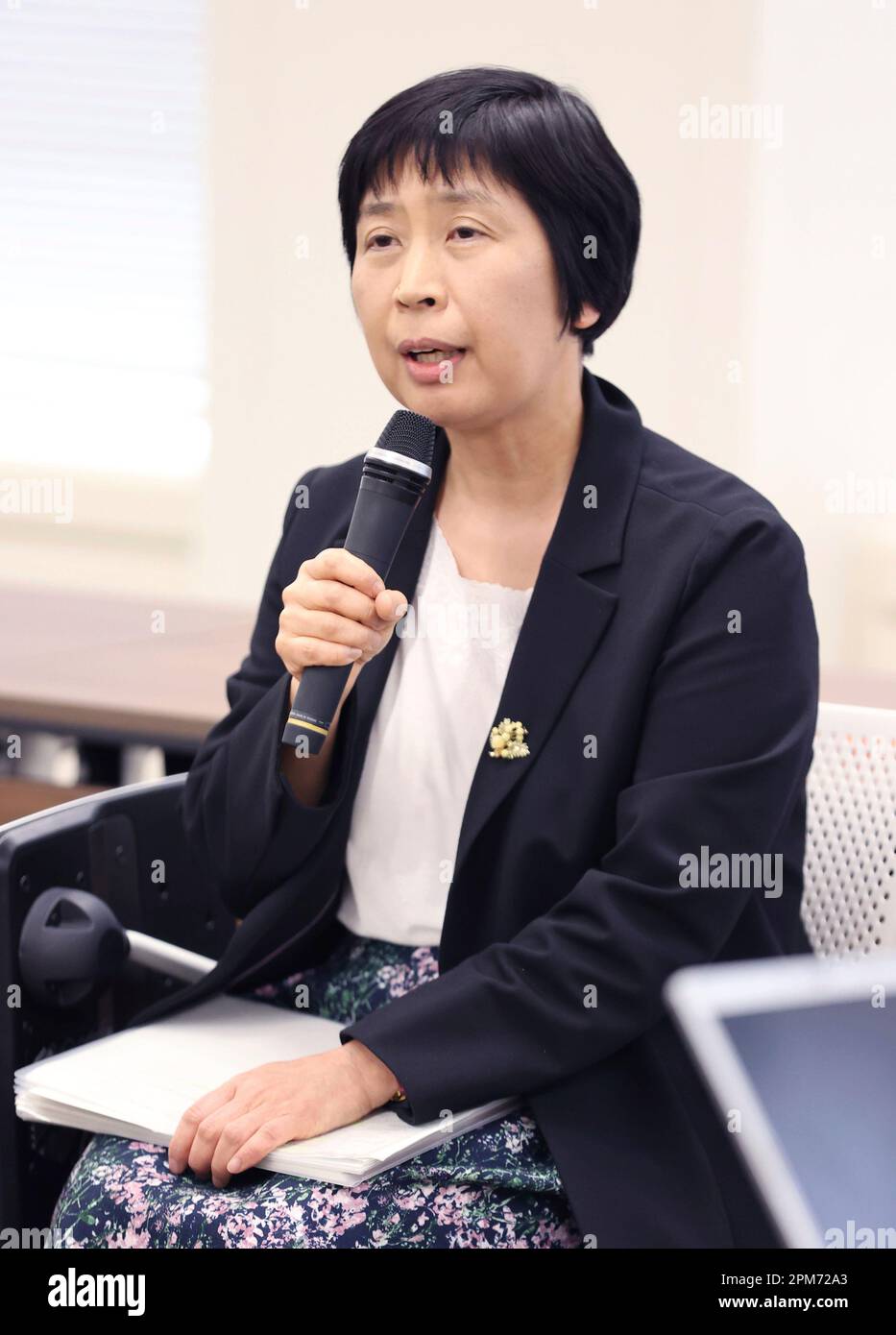 Children and Families Agency director-general Yumiko Watanabe speaks ...