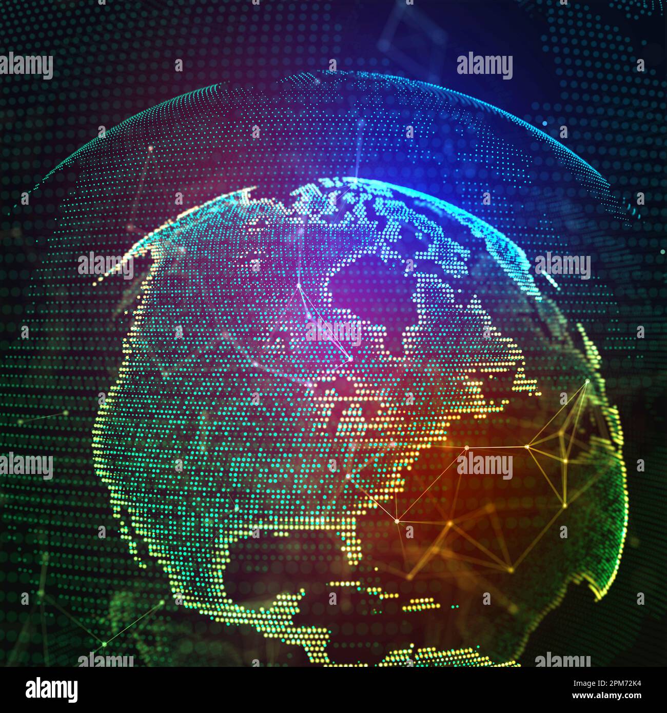 The concept of a global network connection. Big data visualization ...