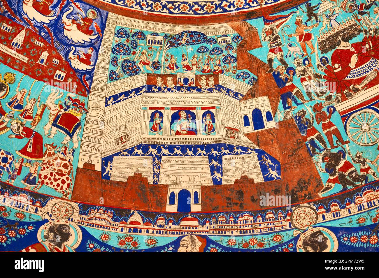 Mythological paintings on the ceiling dome of Seth Ram Gopal Poddar ...
