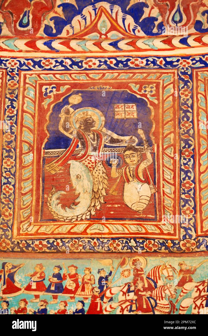 Mythological paintings on the ceiling dome of Seth Ram Gopal Poddar ...