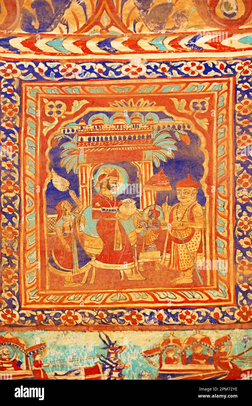 Mythological paintings on the ceiling dome of Seth Ram Gopal Poddar ...