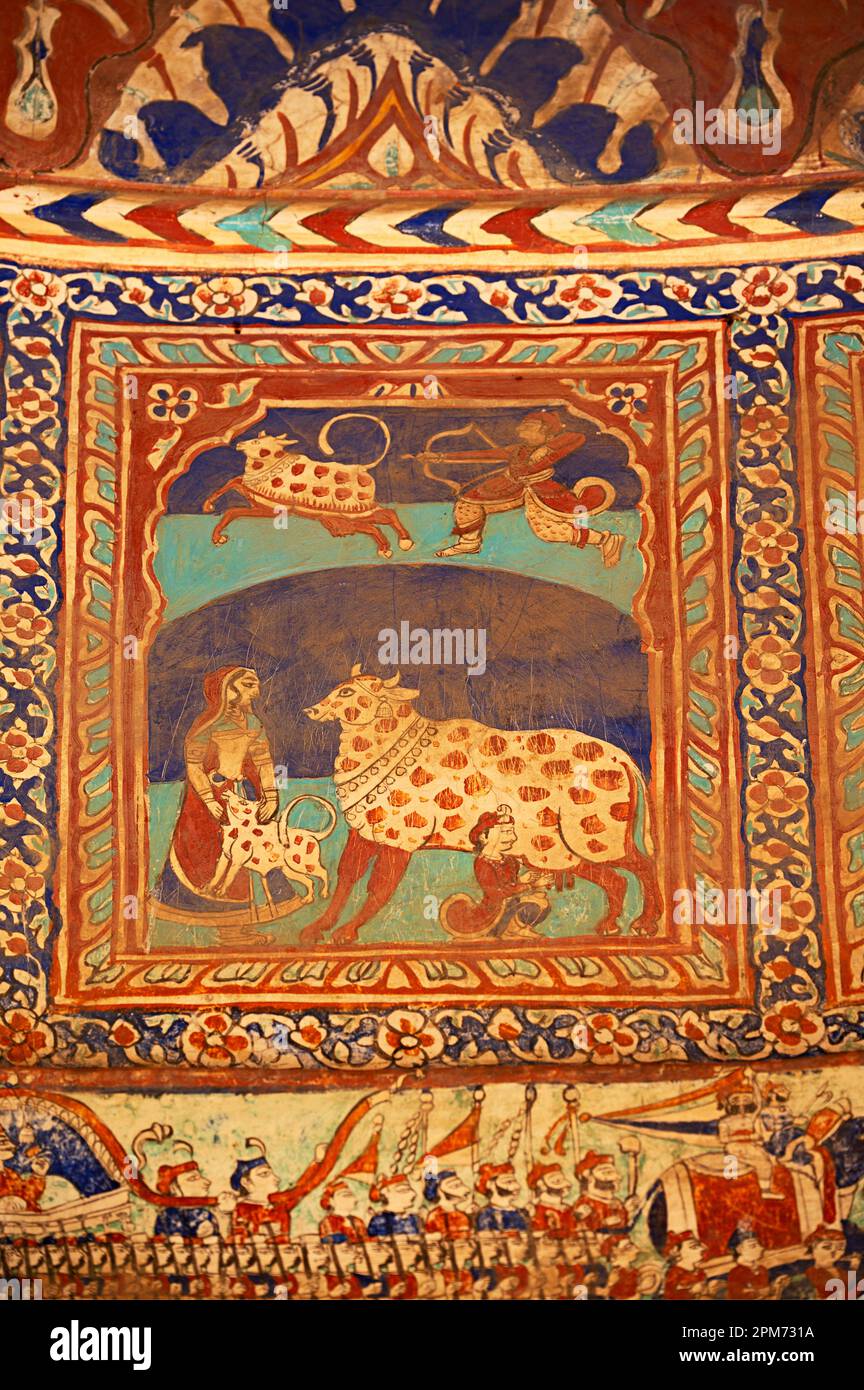 Mythological paintings on the ceiling dome of Seth Ram Gopal Poddar ...