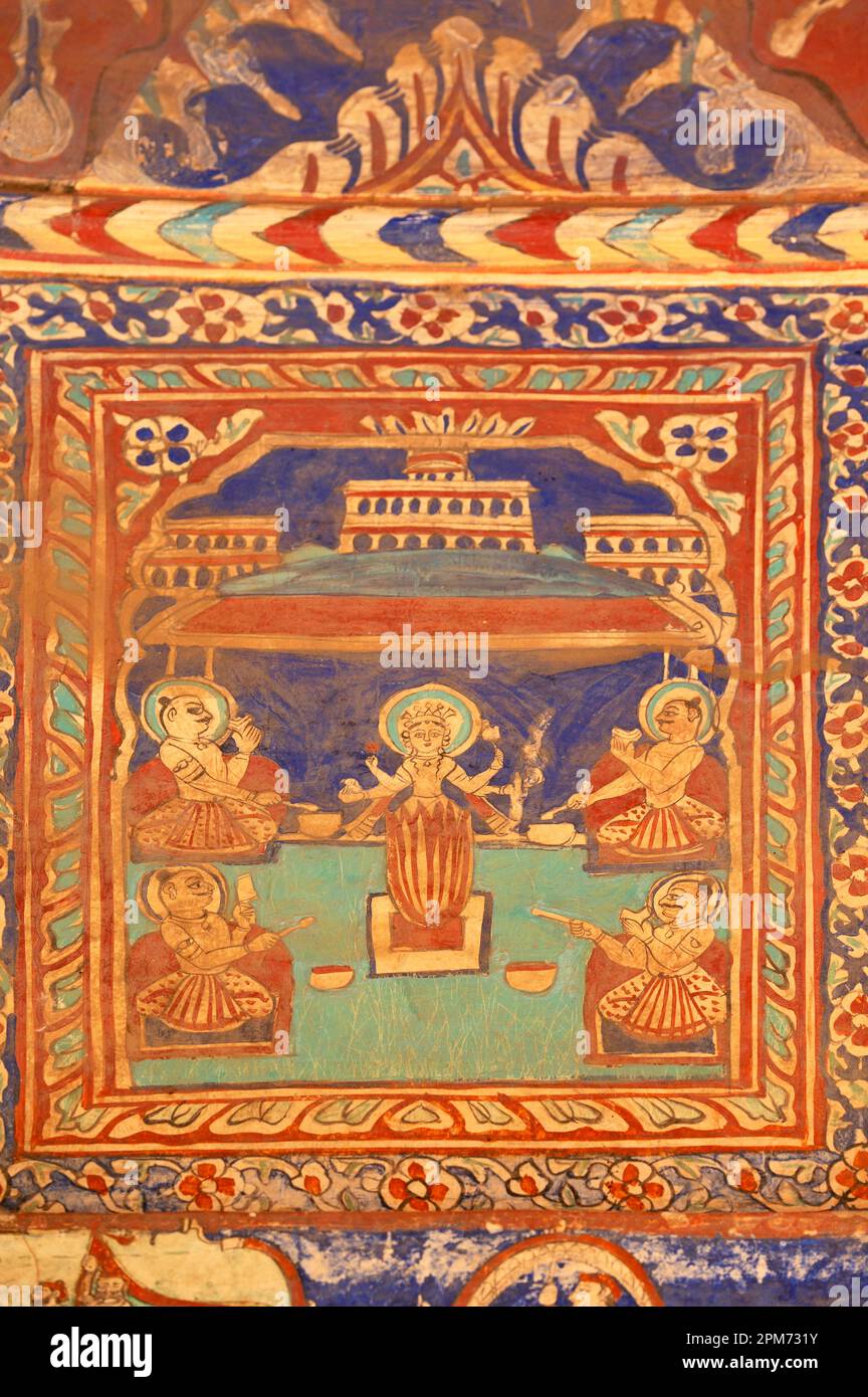 Mythological paintings on the ceiling dome of Seth Ram Gopal Poddar ...