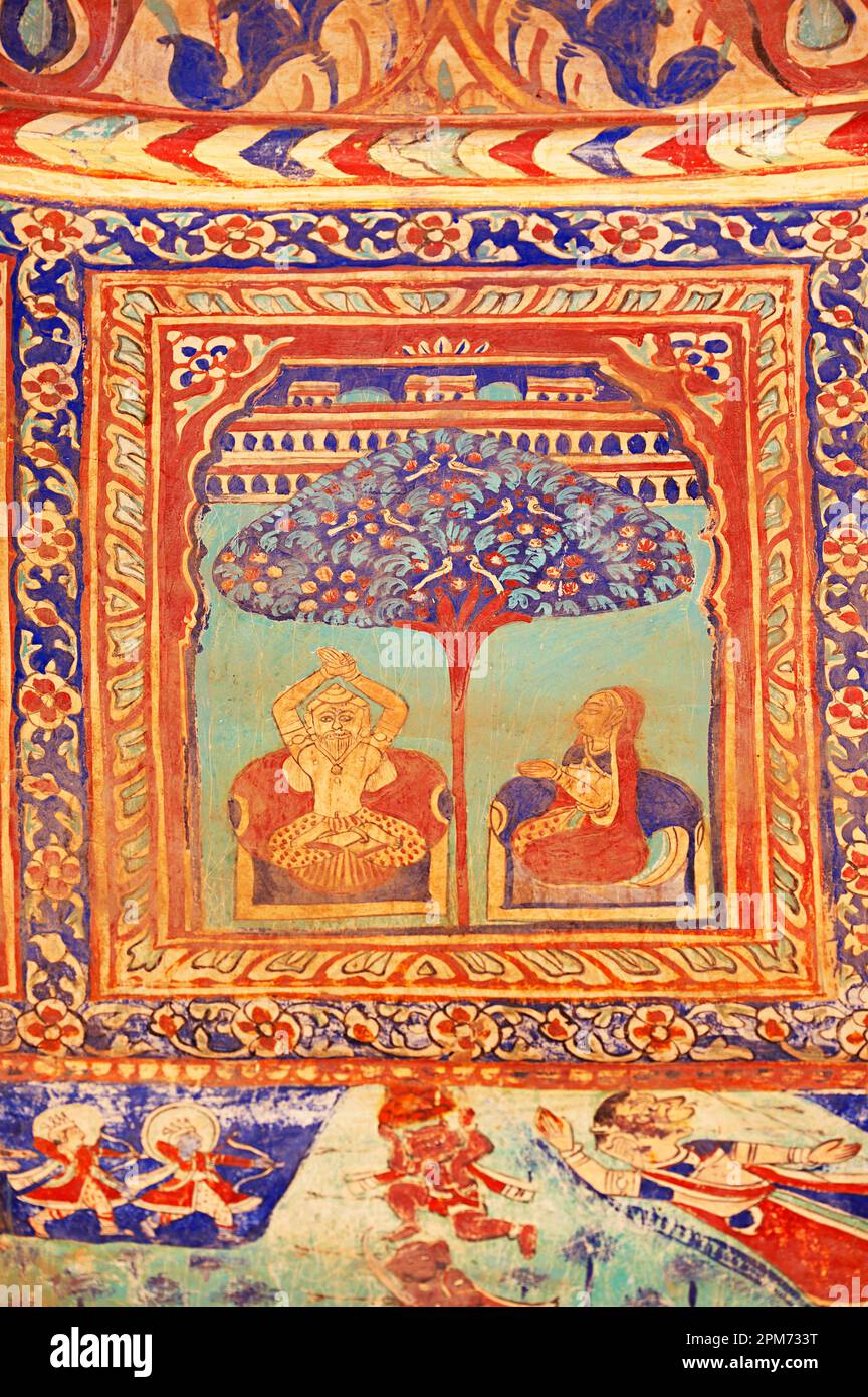 Mythological paintings on the ceiling dome of Seth Ram Gopal Poddar ...