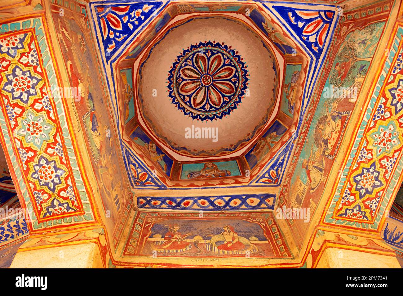 Mythological paintings on the ceiling dome of Seth Ram Gopal Poddar ...