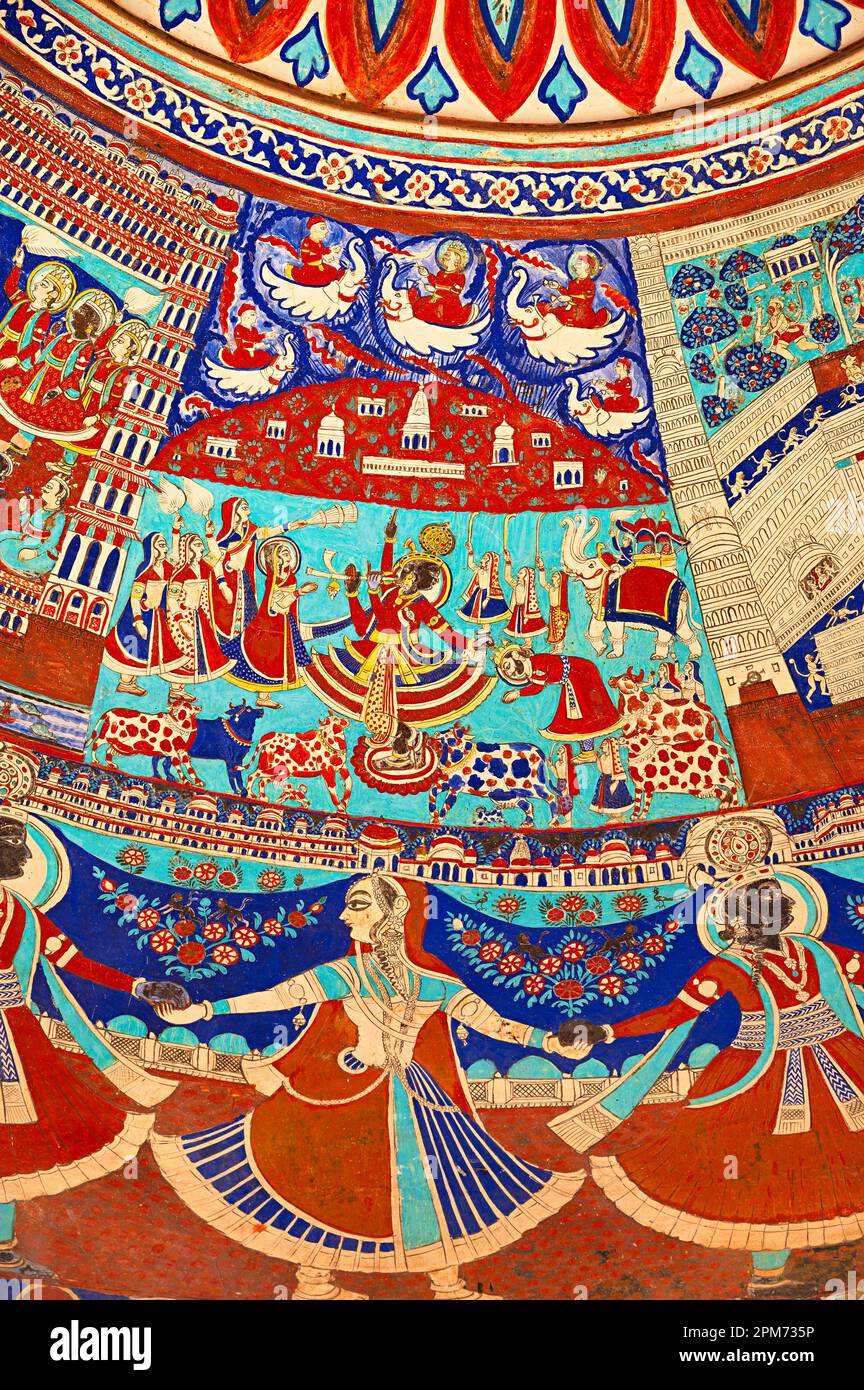 Mythological paintings on the ceiling dome of Seth Ram Gopal Poddar ...