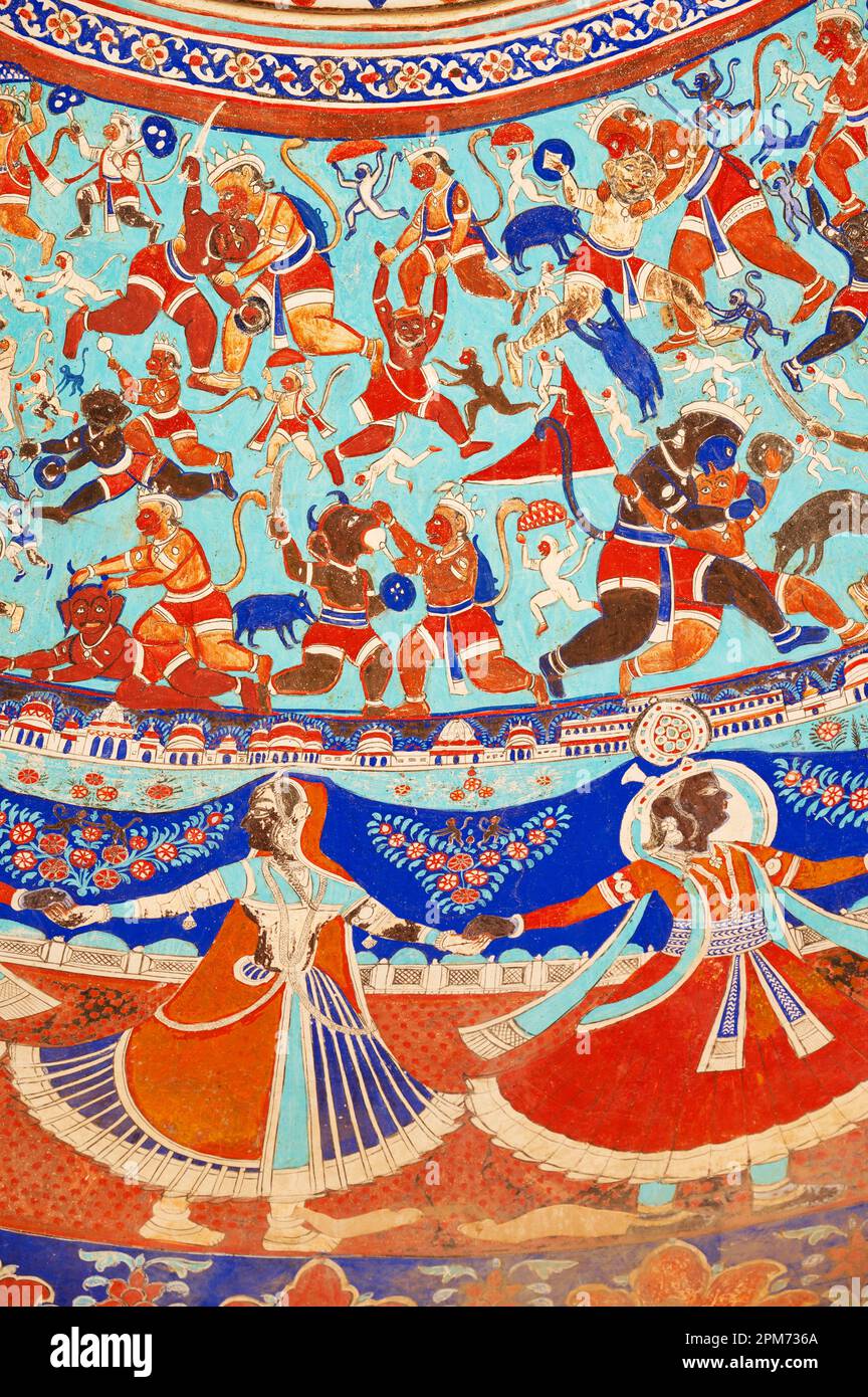 Mythological paintings on the ceiling dome of Seth Ram Gopal Poddar ...