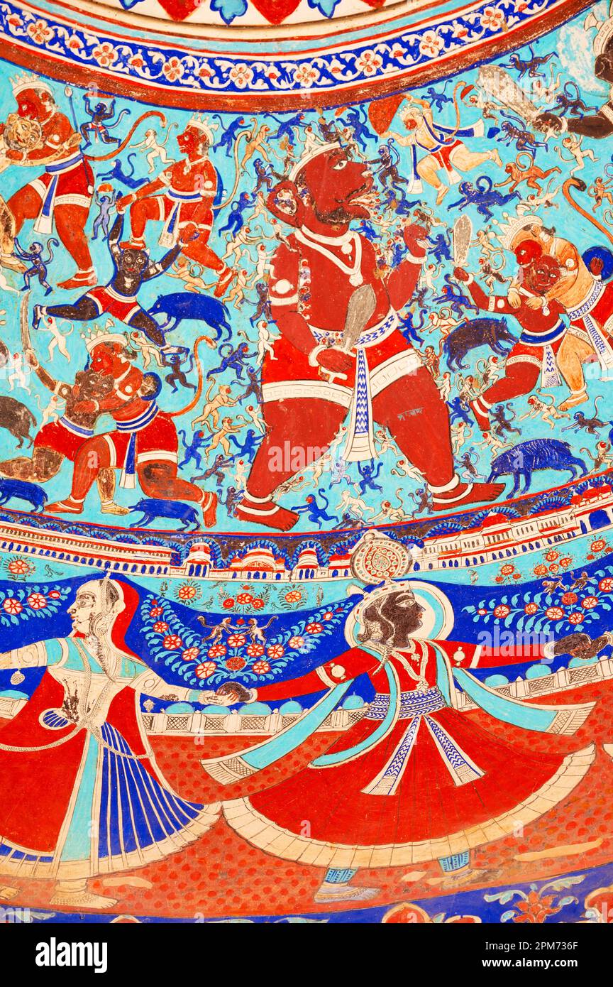 Mythological paintings on the ceiling dome of Seth Ram Gopal Poddar ...