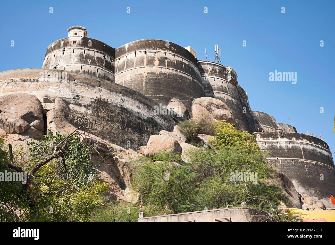 Huge fortification walls of Laxmangarh Fort, a ruined old fort on a ...