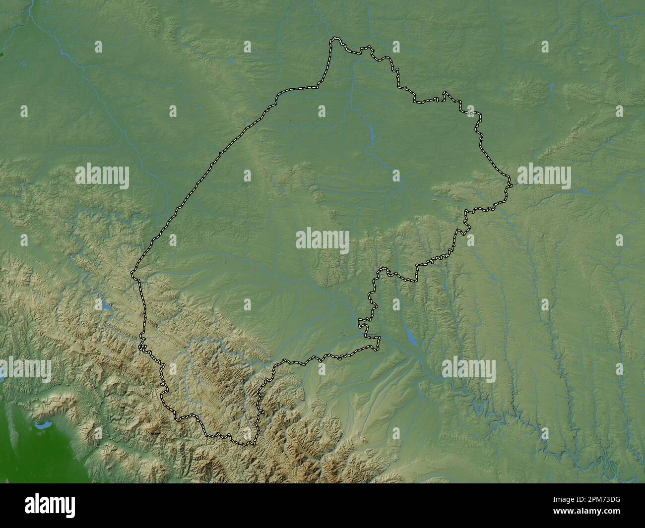 L'viv, region of Ukraine. Colored elevation map with lakes and rivers ...
