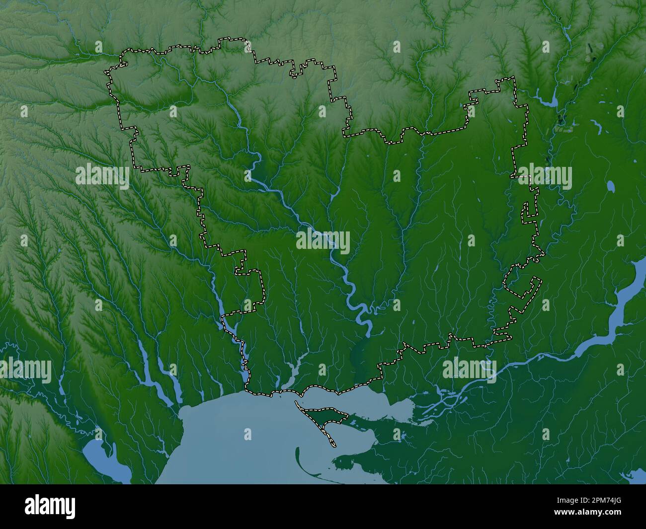 Mykolayiv, region of Ukraine. Colored elevation map with lakes and ...