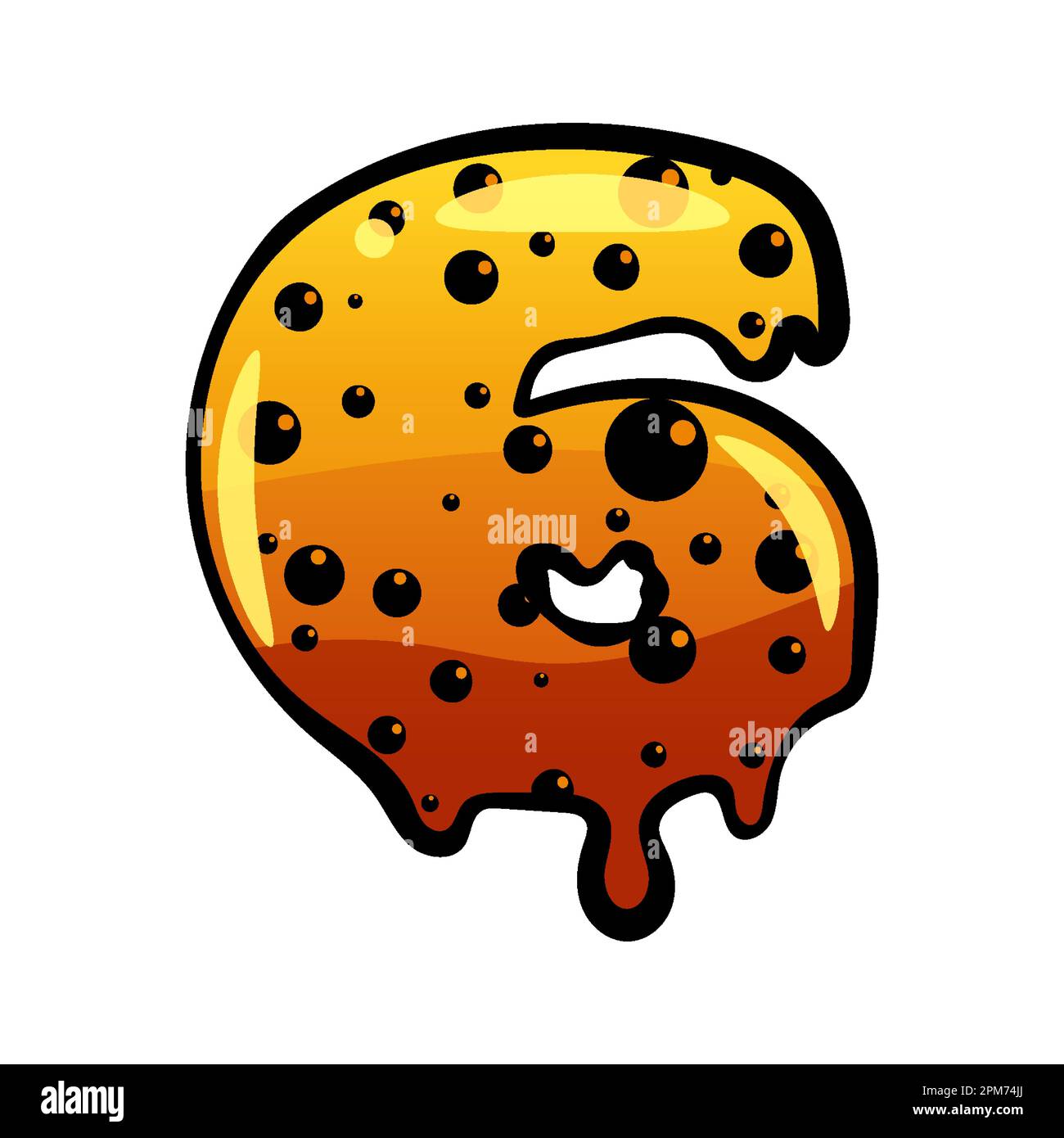 Halloween font number 6 latin alphabet. Orange bubbling colorful spooky ...