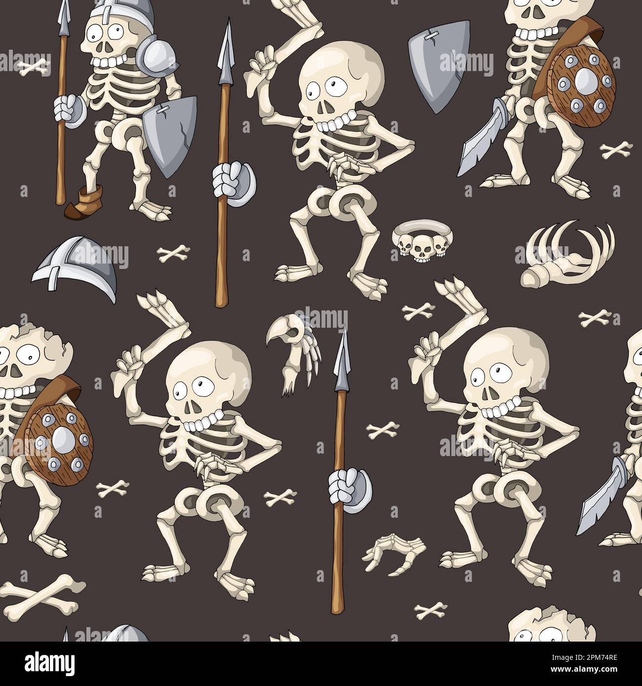 Halloween seamless pattern, background with cartoon hand drawn ...