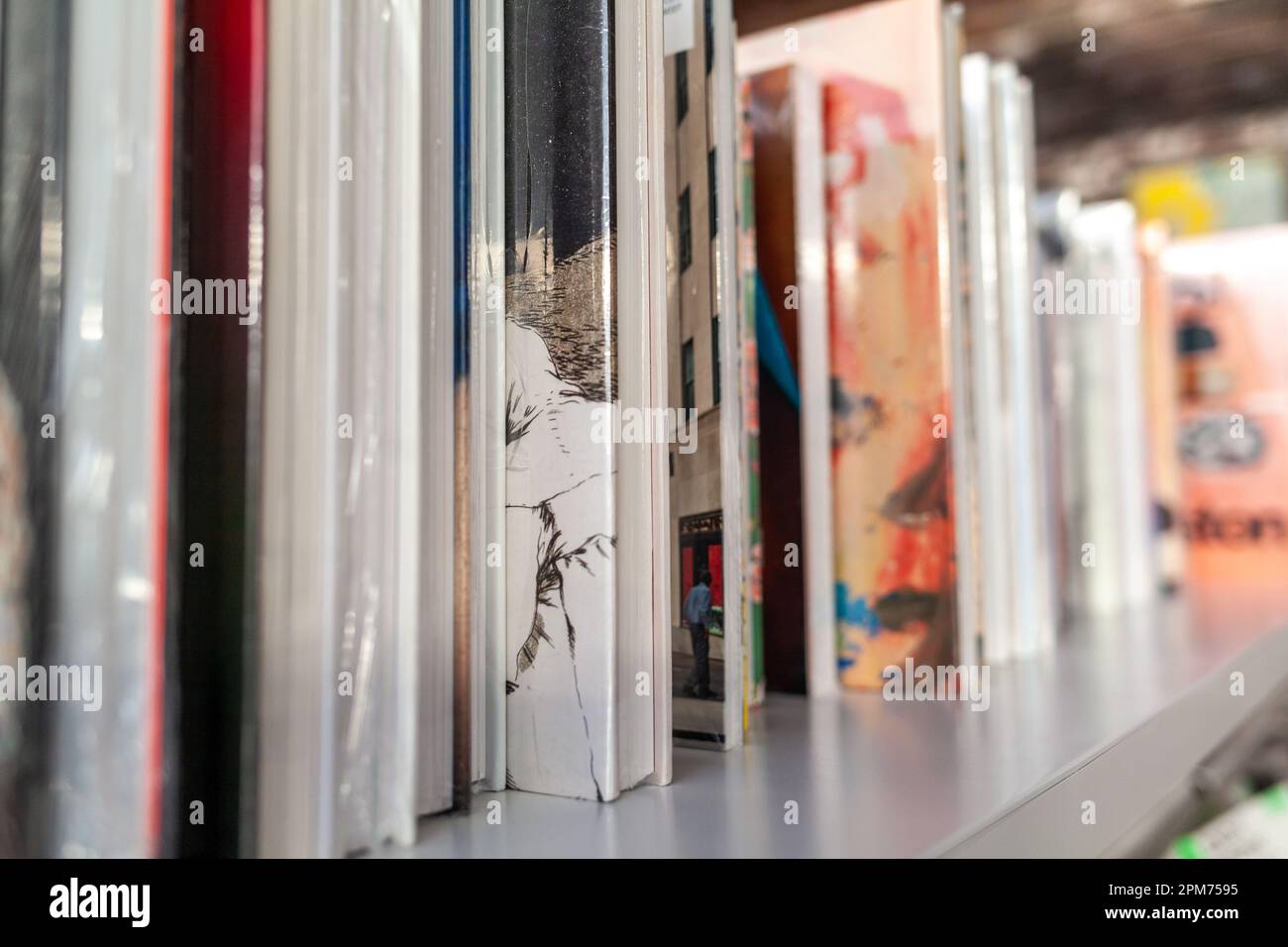 Different editions of books are on the shelf and ready for sale Stock ...