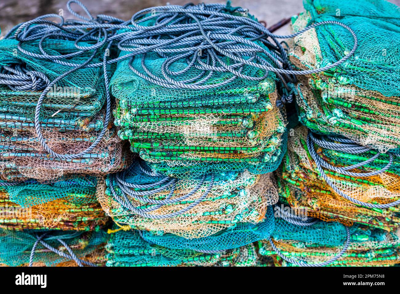 Fishing nets folded and ready to go at An Bang Beach, Hoi An, Vietnam ...