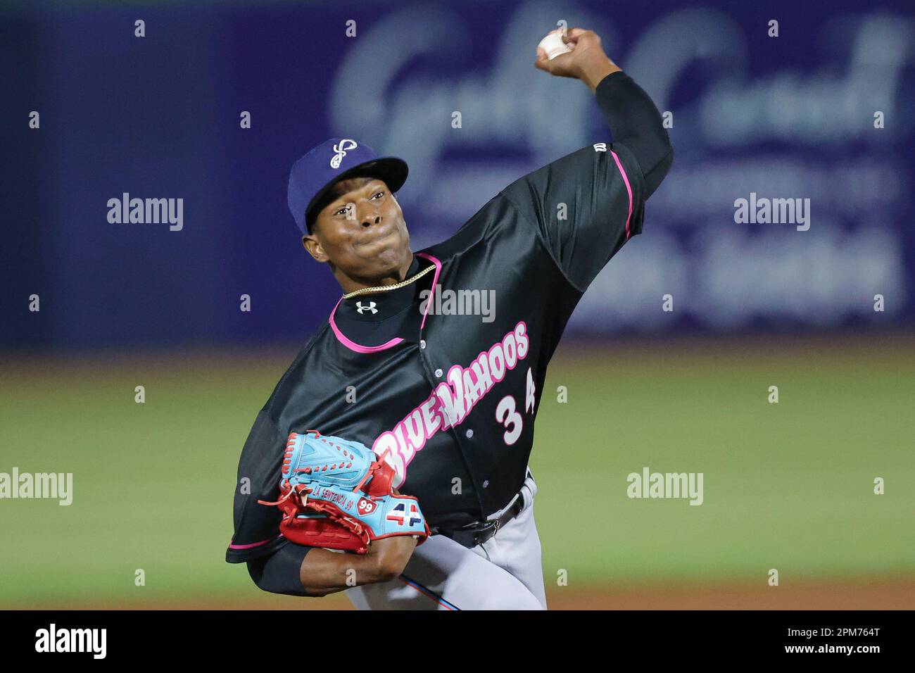 April 11, 2023: Pensacola Blue Wahoos pitcher Jefry Yan (34) pitches ...