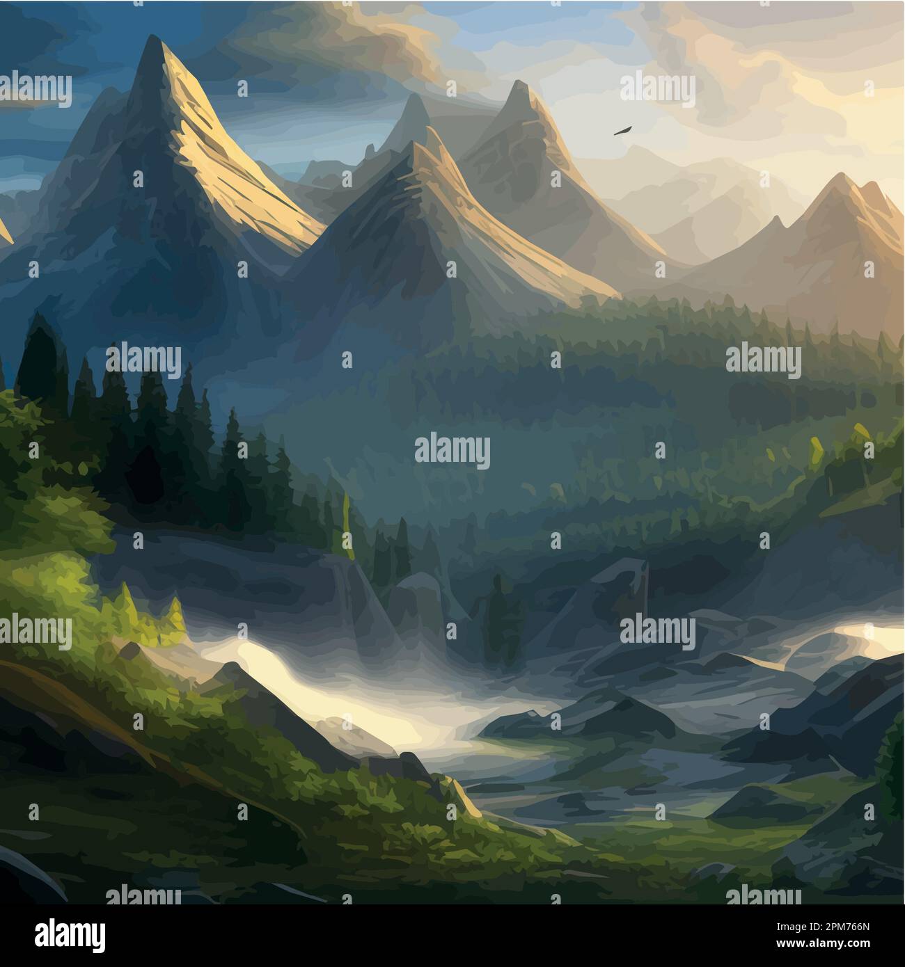 Sunset himalaya Stock Vector Images - Alamy