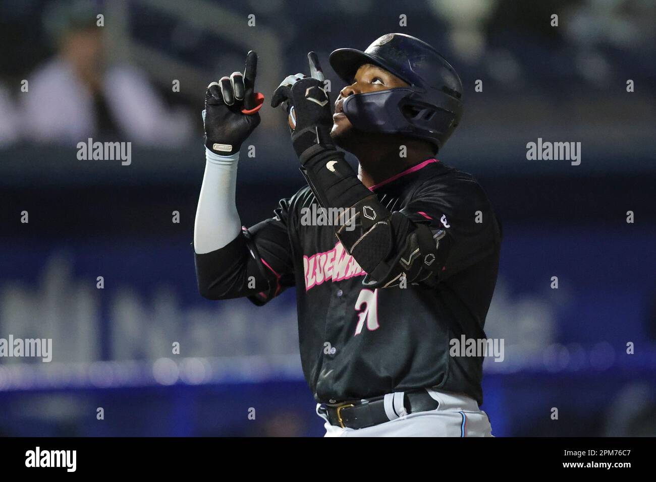 Biloxi, Mississippi, USA. 11th Apr, 2023. Pensacola Blue Wahoos catcher Paul McIntosh (21 ...