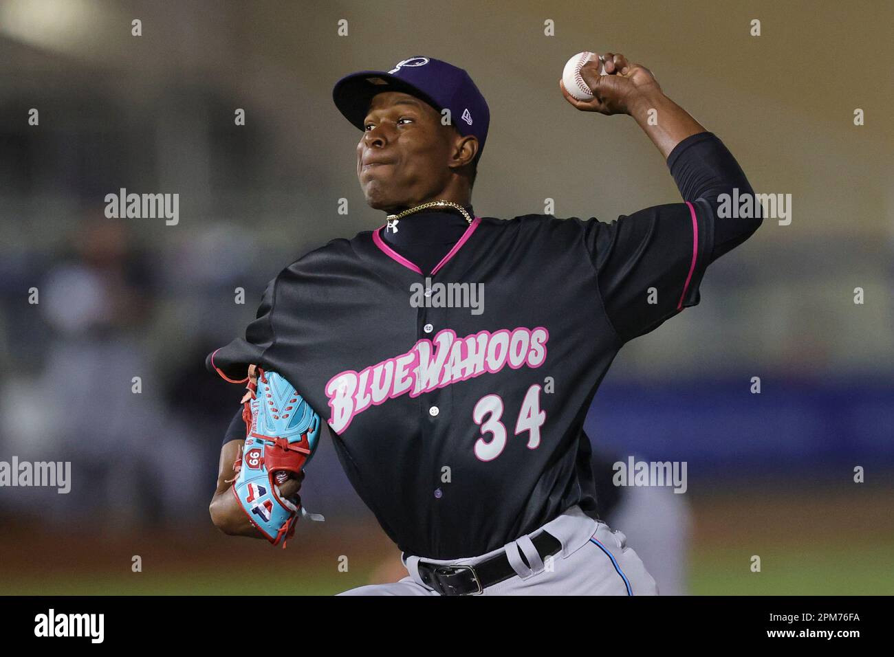 Biloxi, Mississippi, USA. 11th Apr, 2023. Pensacola Blue Wahoos pitcher ...