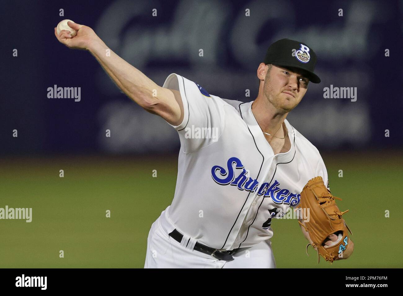 Biloxi, Mississippi, USA. 11th Apr, 2023. Biloxi Shuckers pitcher TJ ...