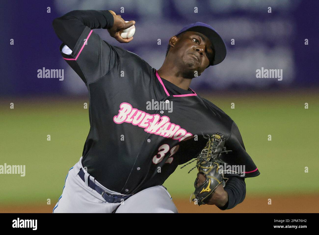 Biloxi, Mississippi, USA. 11th Apr, 2023. Pensacola Blue Wahoos pitcher ...