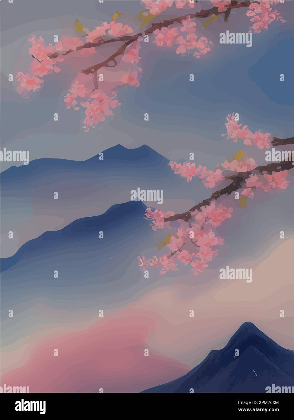 Traditional Japanese Cherry Blossom Art Wallpaper