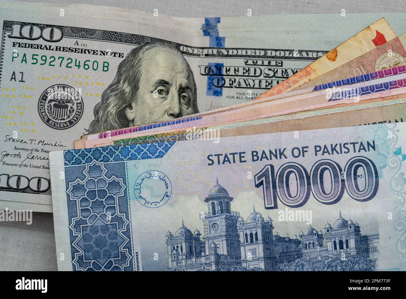 Pak Rupees Bank Notes with US Doller. Business and Finance Concept ...