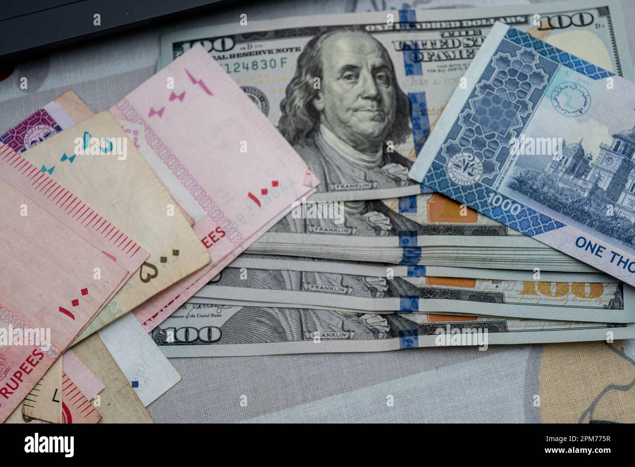 Pak Rupees Bank Notes with US Doller. Business and Finance Concept ...