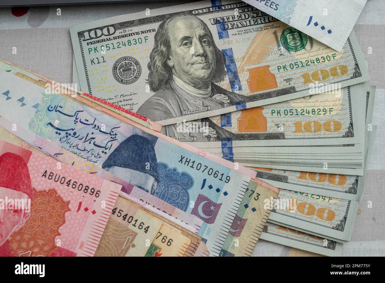 Pak Rupees Bank Notes with US Doller. Business and Finance Concept ...