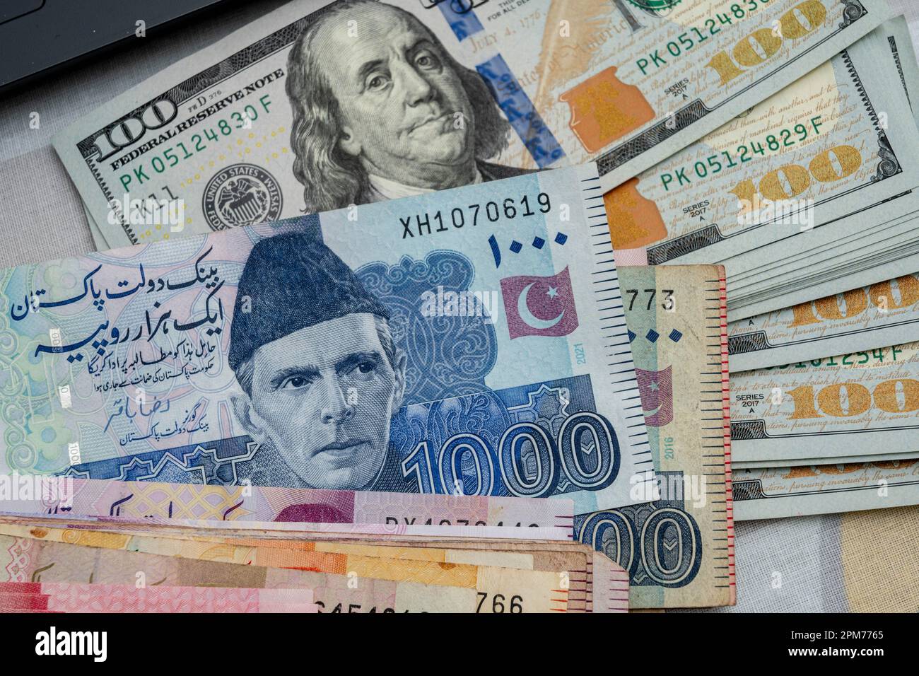 Pak Rupees Bank Notes with US Doller. Business and Finance Concept ...