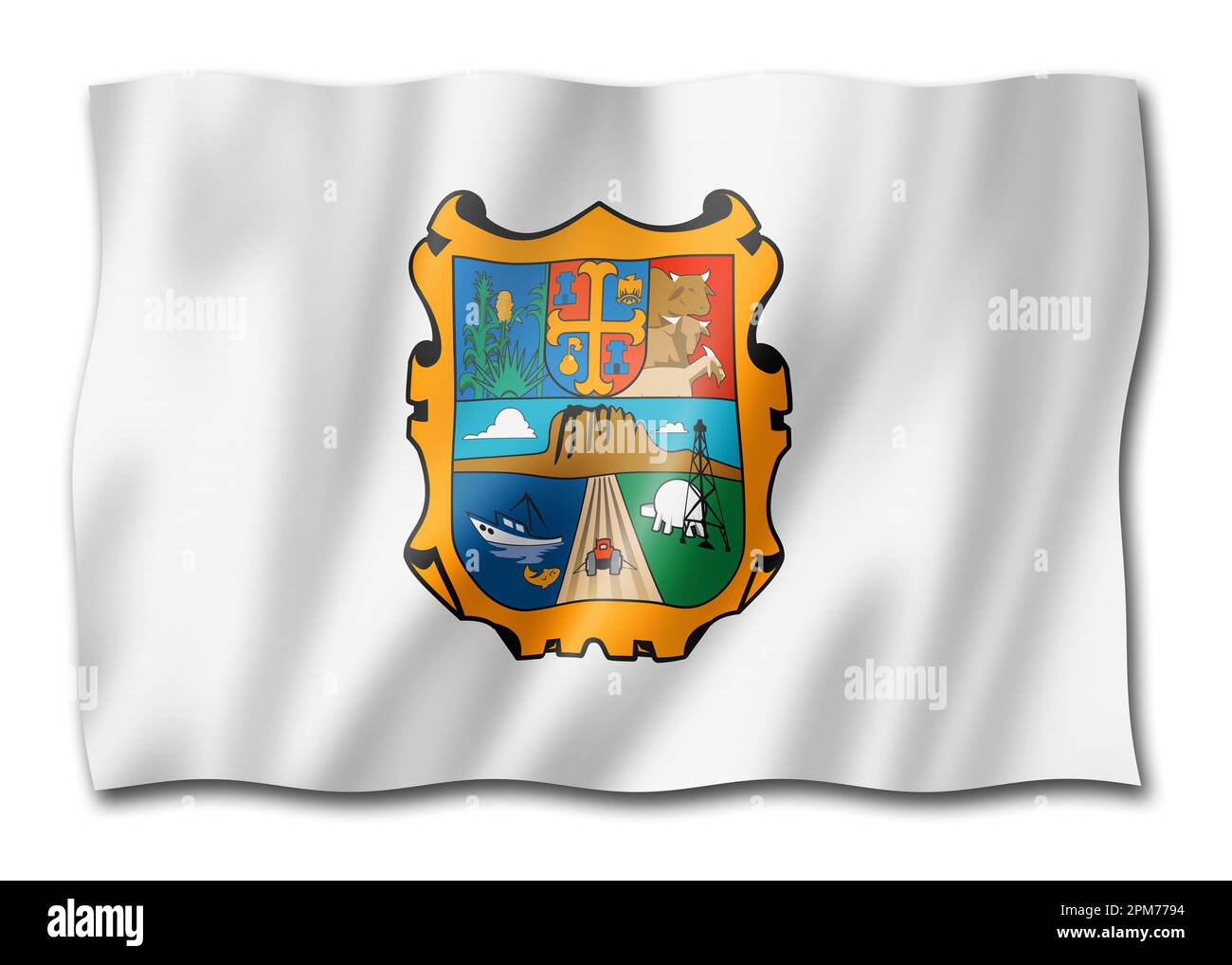 Tamaulipas state flag, Mexico waving banner collection. 3D illustration ...