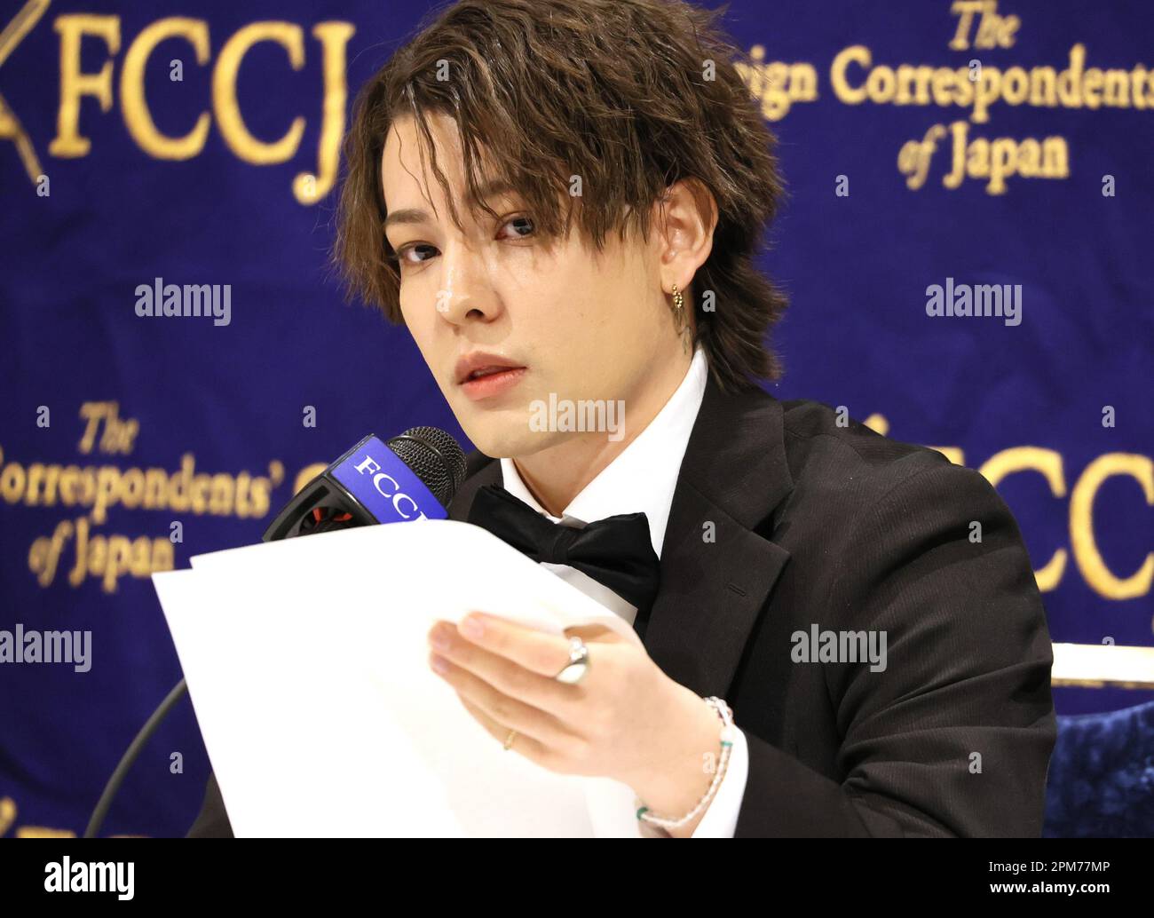 Tokyo, Japan. 12th Apr, 2023. Japanese Brazilian musician Kauan Okamoto ...