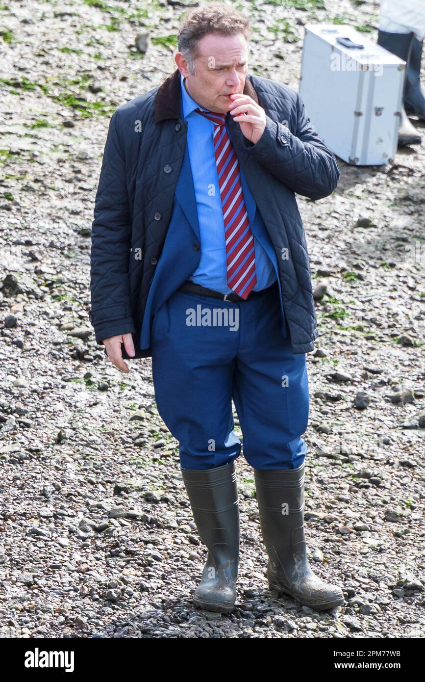 Silent Witness Films on the banks of the Thames in London Stock Photo ...