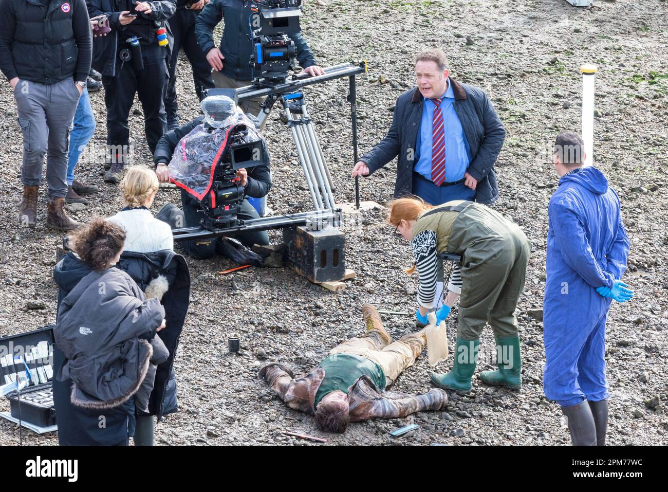 Silent Witness Films on the banks of the Thames in London Stock Photo ...