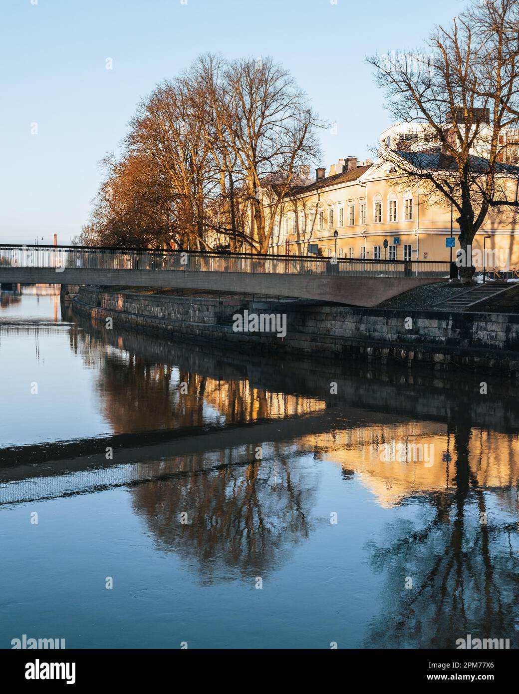 Kirjastosilta bridge and the old architecture in Turku, Finland in ...