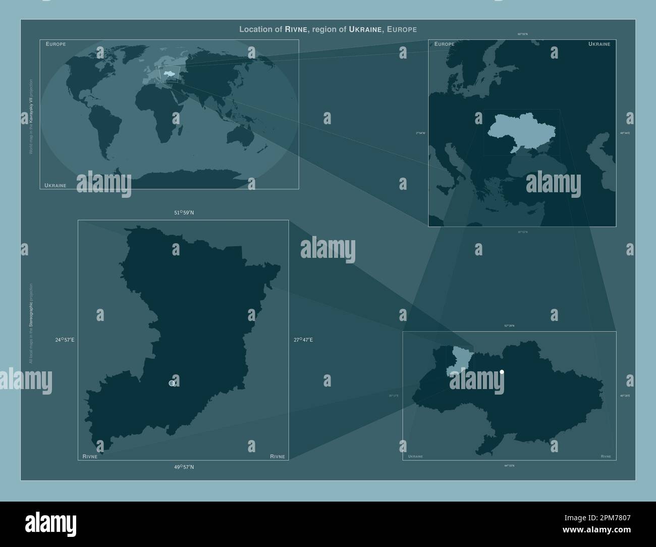Rivne, region of Ukraine. Diagram showing the location of the region on ...
