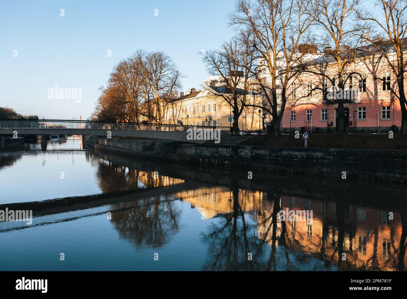 Kirjastosilta bridge and the old architecture in Turku, Finland in ...