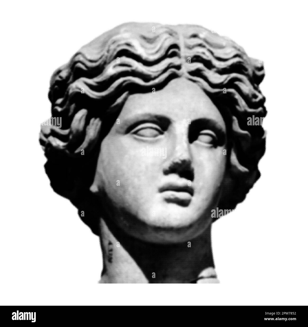 Halftone Greece modern statue. Collage design element in trendy ...