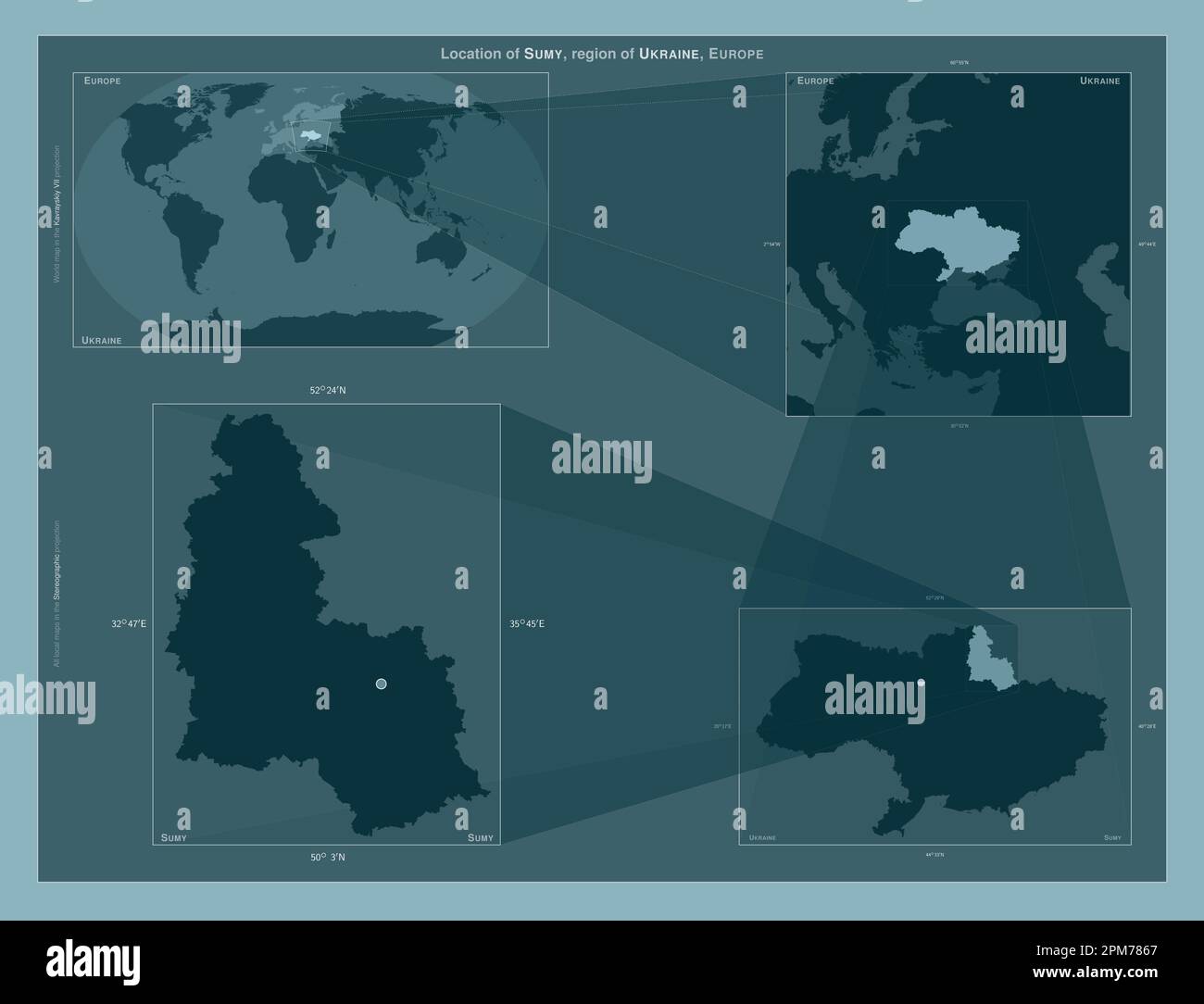 Sumy, region of Ukraine. Diagram showing the location of the region on ...