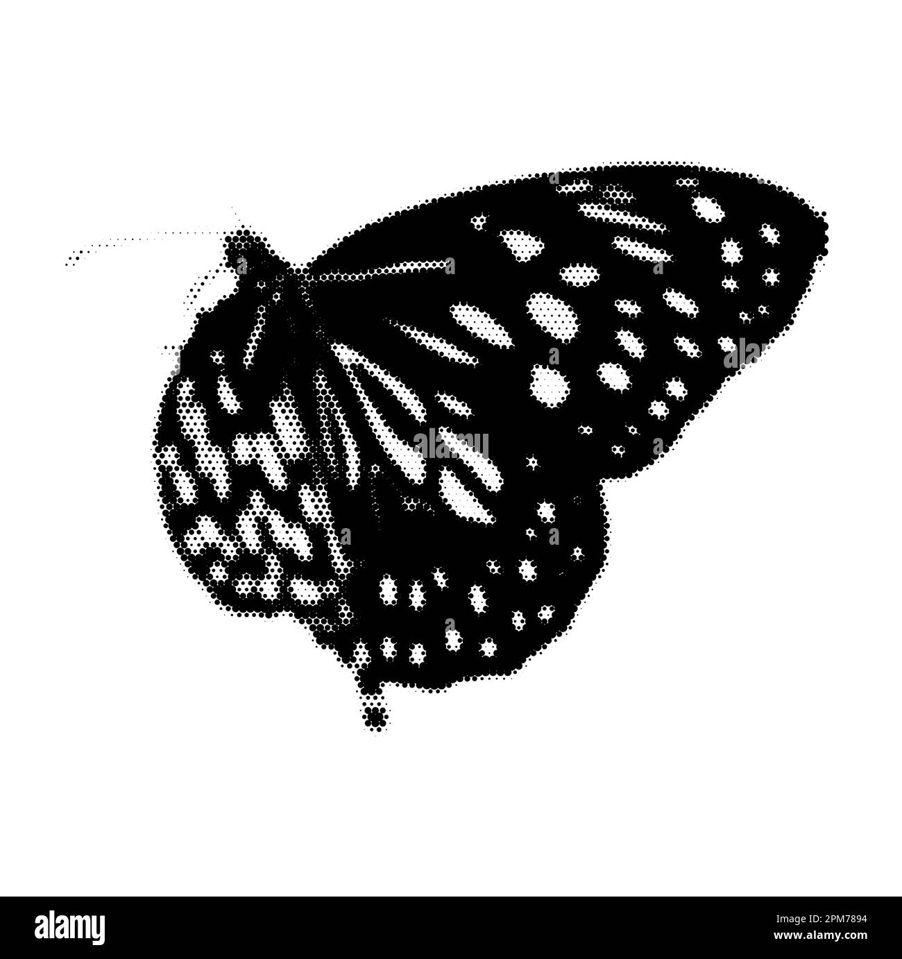 Halftone butterfly. Collage design element in trendy magazine style ...