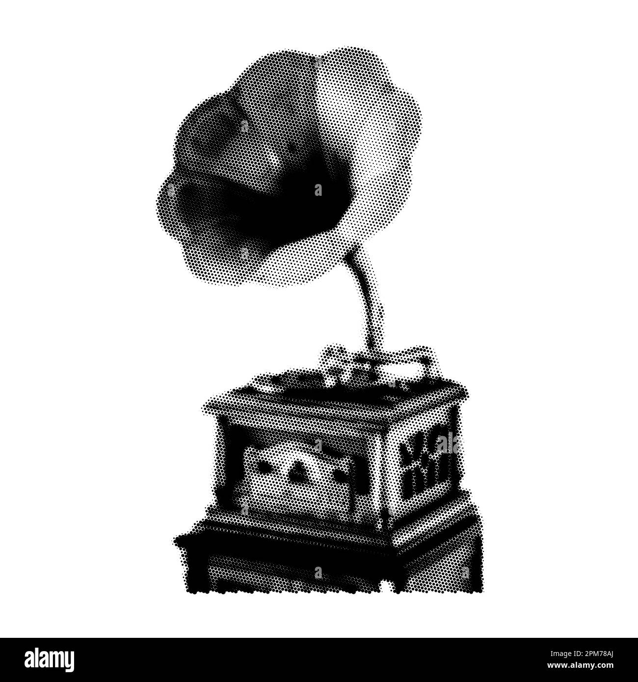 Gramophone collage. Design element in trendy dotted pop art style ...
