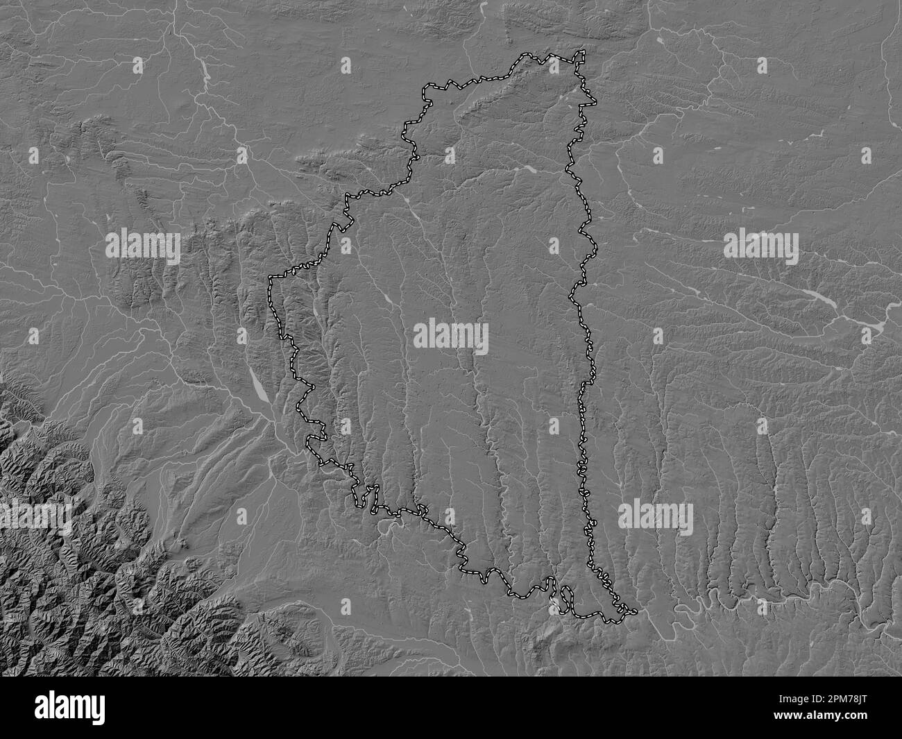 Ternopil', region of Ukraine. Bilevel elevation map with lakes and ...