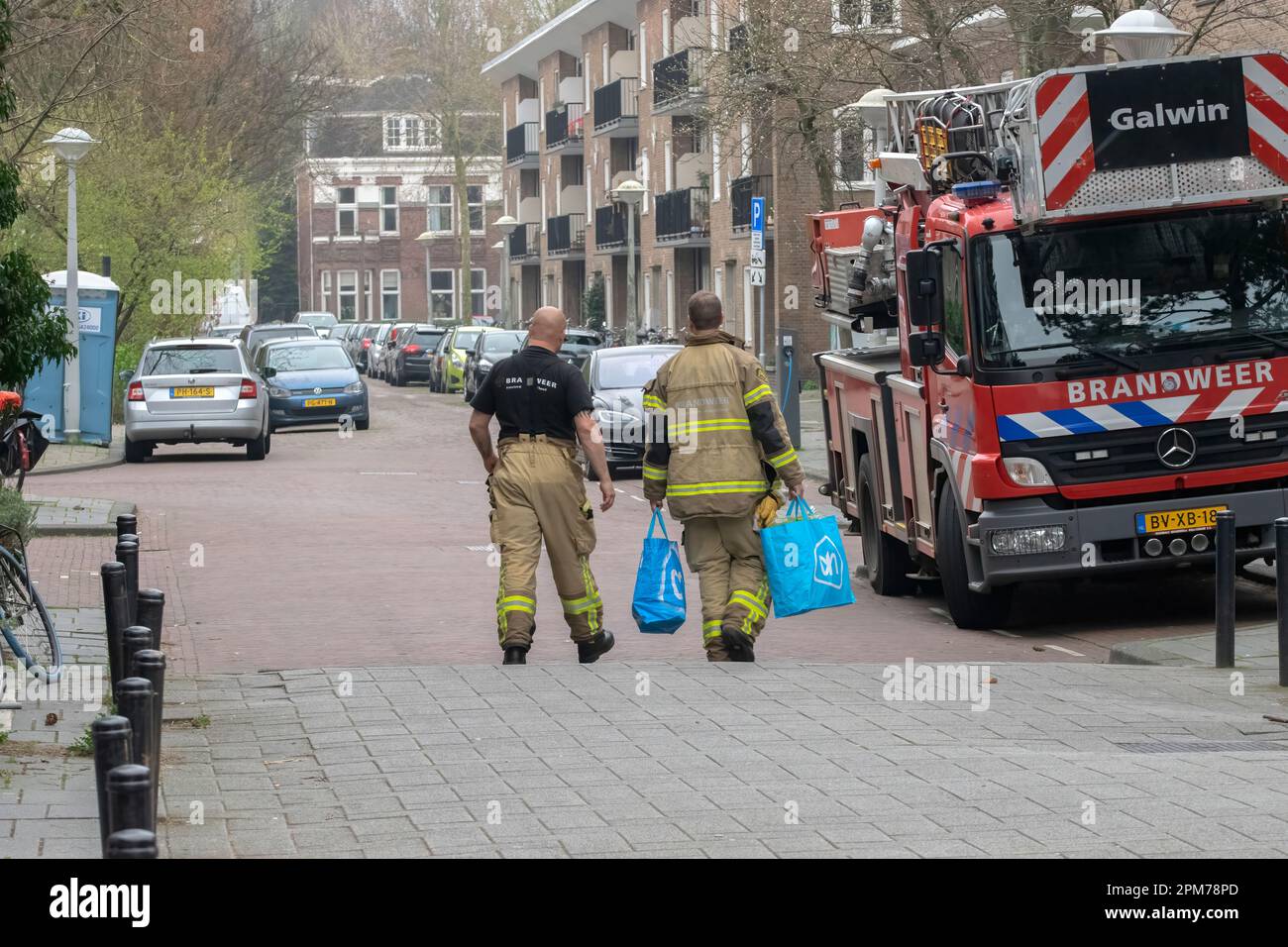 Fire Department Men Doing Shoppings At The AH Supermarket At Amsterdam ...
